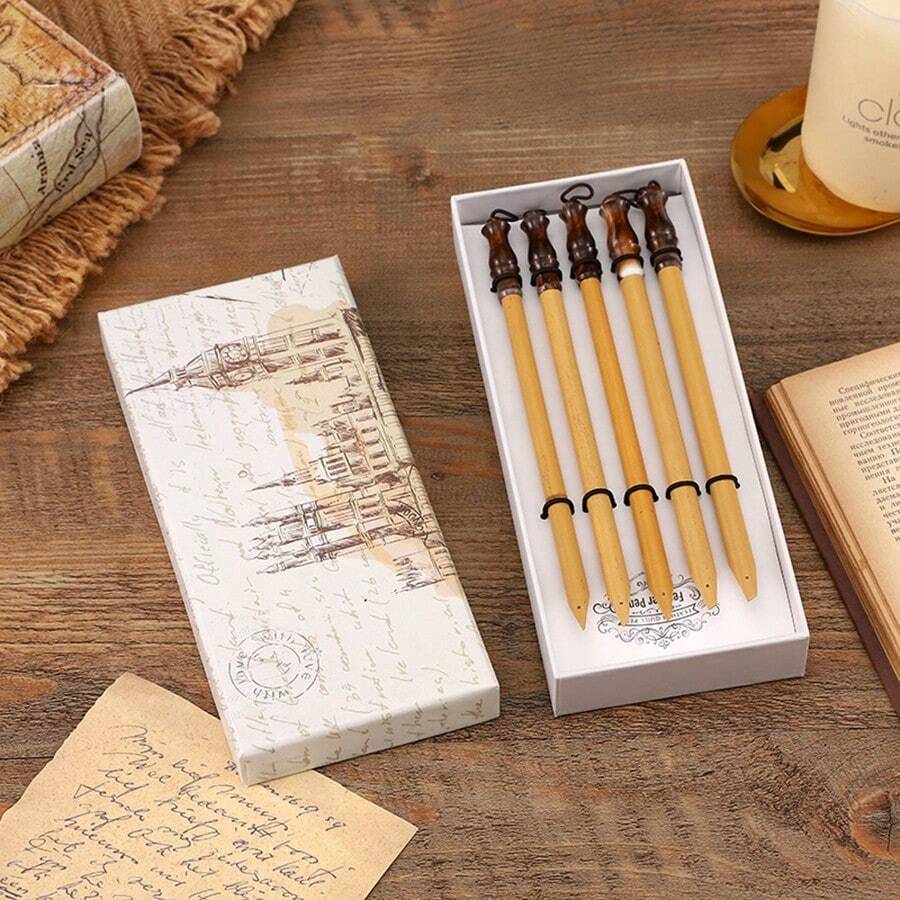 Natural Bamboo Calligraphy Pen Set For Writing And Drawing, Gothic And ...