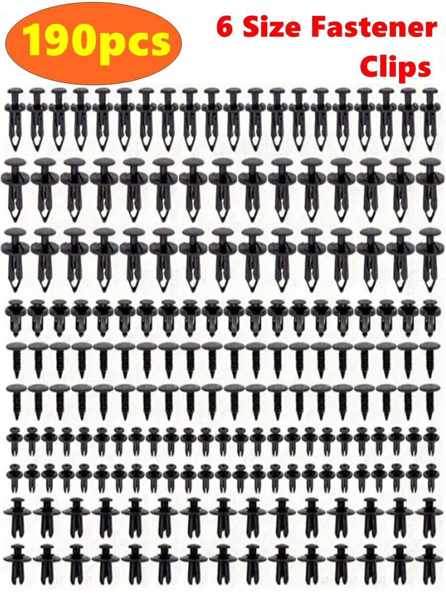 190pcs/Set Plastic Fastener Clips, 6 Assorted Sizes, Automotive Bumper ...