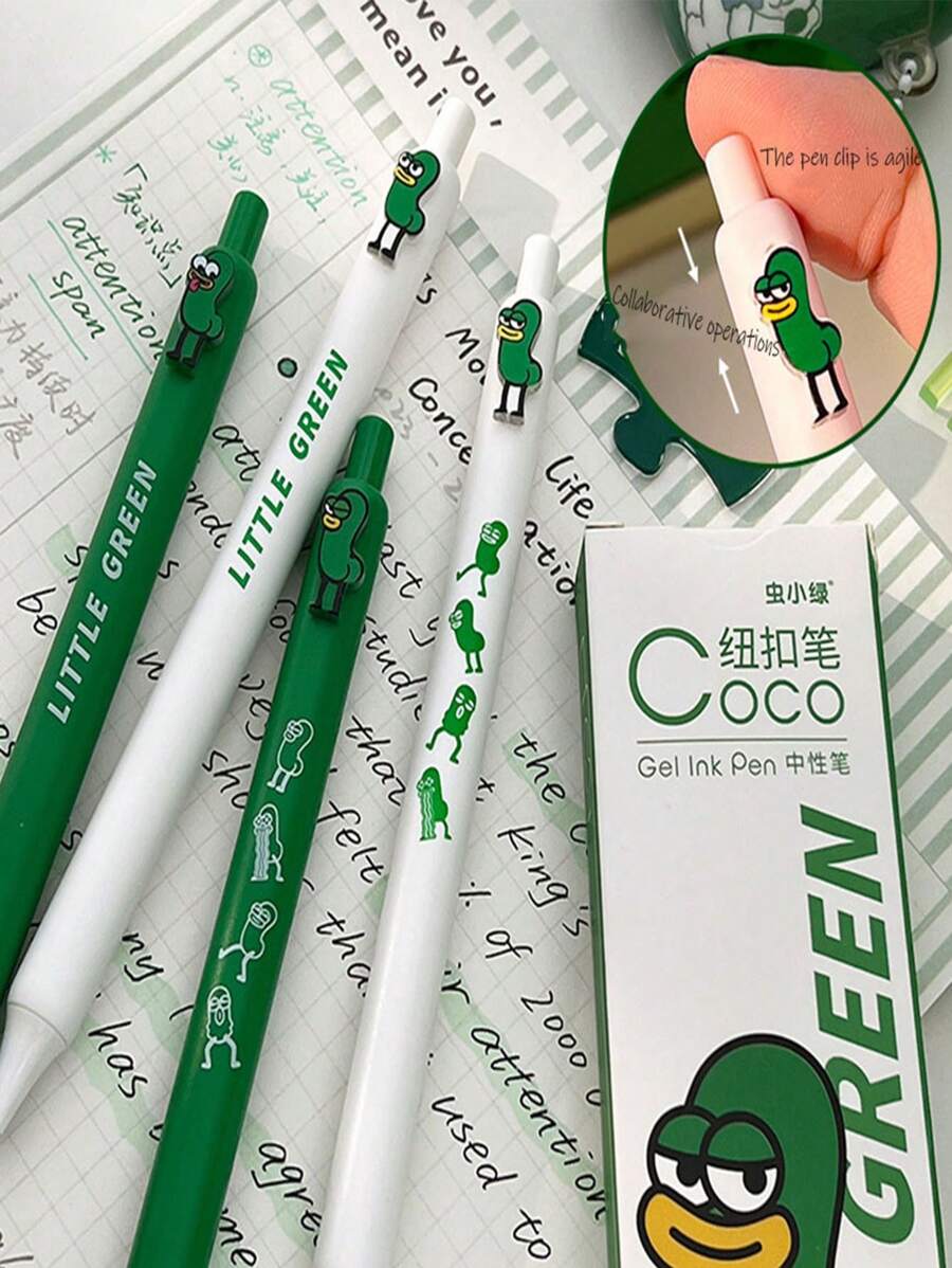 High Appearance Insect Small Green Press Neutral Pen Button Pen Cartoon ...