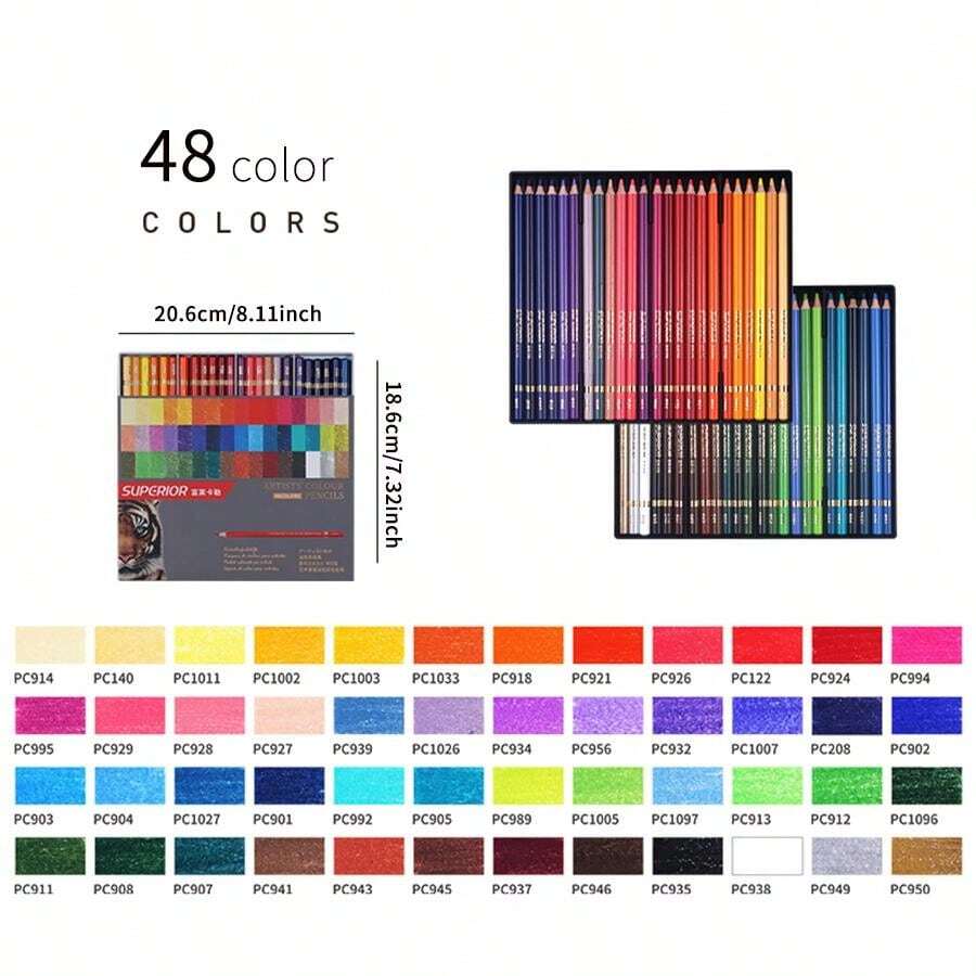 Superior Superior 48 Colored Pencils Set Oil Pencils For Artists In ...