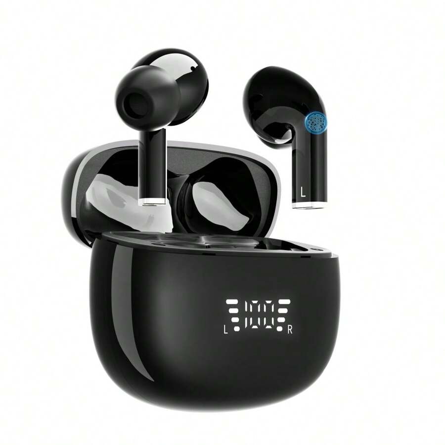 新型 TWS ワイヤレスイヤホン、ステレオサウンド、スポーツヘッドセット、LEDディスプレイ付き充電ケース付きインイヤー型イヤホン ...