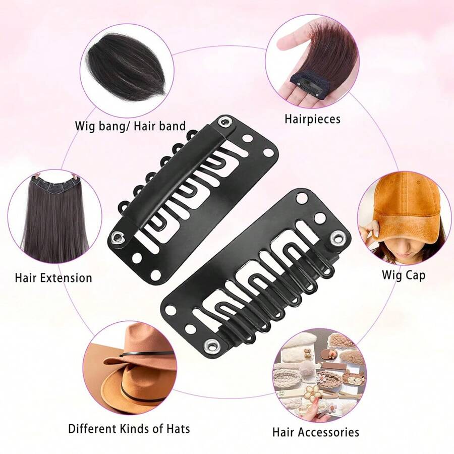 20 Pieces Wig Clips U-Shape Metal Clips With Soft Rubber Stainless ...