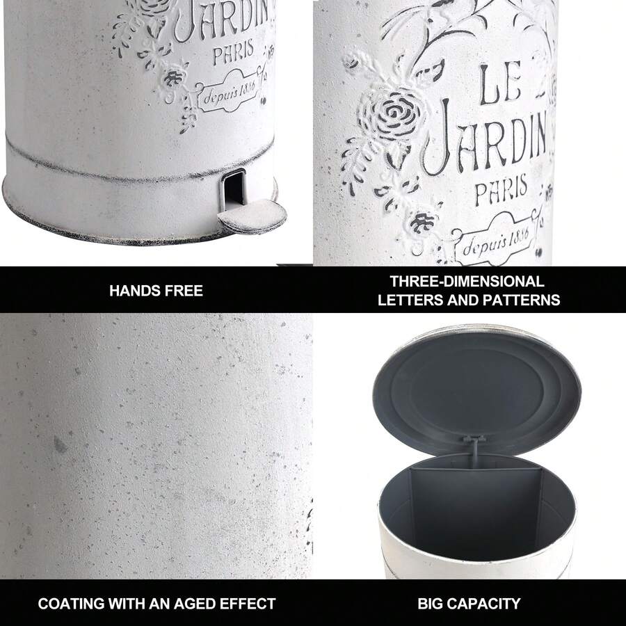 White Trash Can 4.5 Gallon Retro Kitchen Trash Can With Lid | SHEIN UK