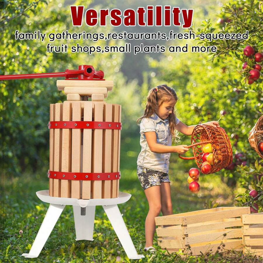 3.2 Gal Wood Manual Fruit And Wine Press With T-Handle, Fruit Wine ...