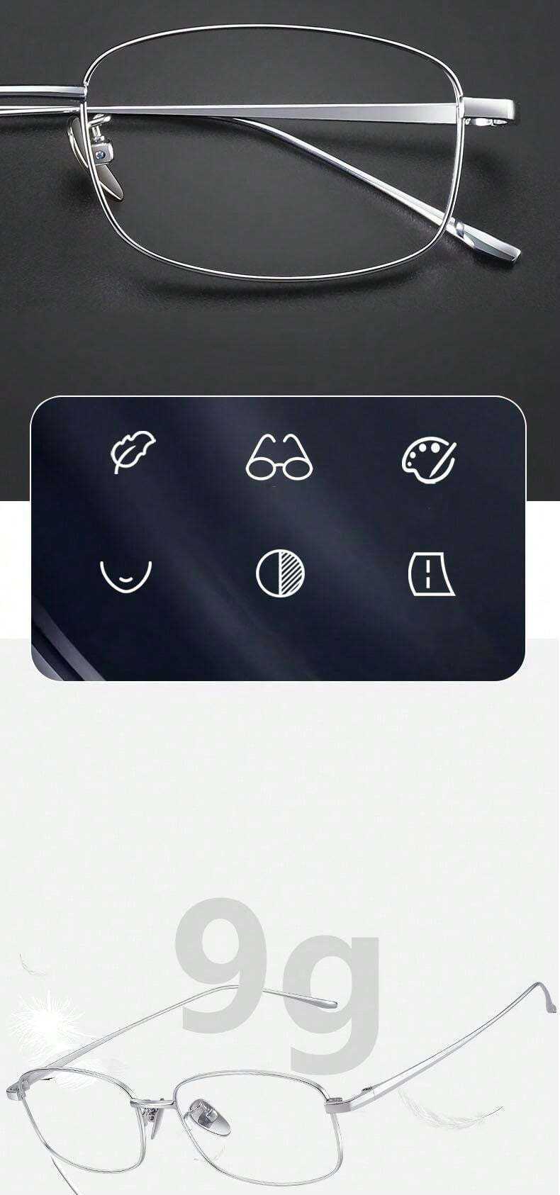 Pure Titanium Ultra-Light Square Frame Gold Rim Eyeglasses For Women ...