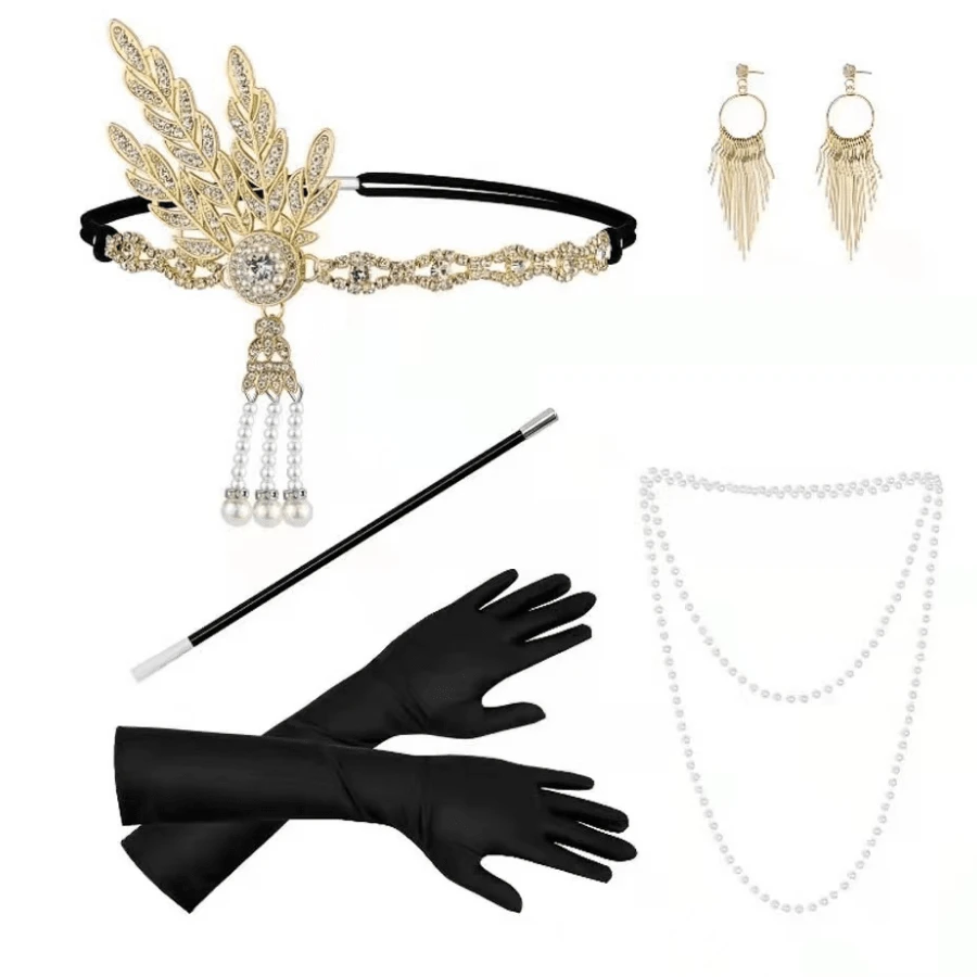 1920s Flapper Girl Accessories Set, Roaring 20s Costume Jewelry ...