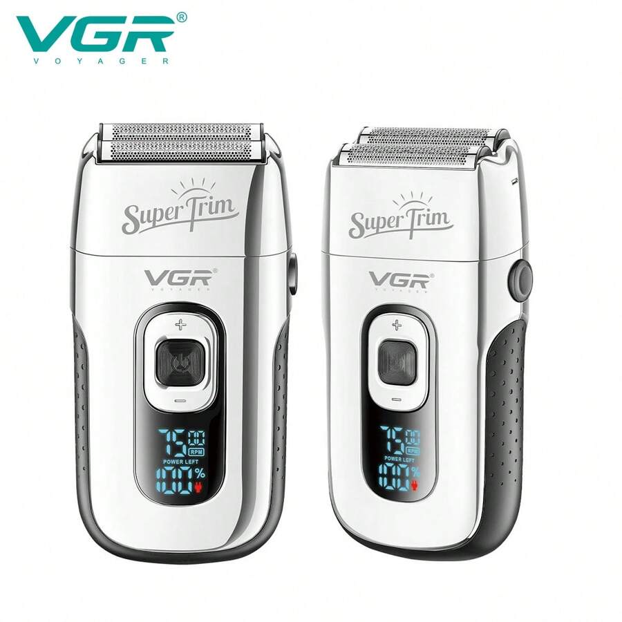 VGR VGR Aparador de Barba Elétrico Profissional de Metal Recarregável e Sem Fio, Barbeador com ...