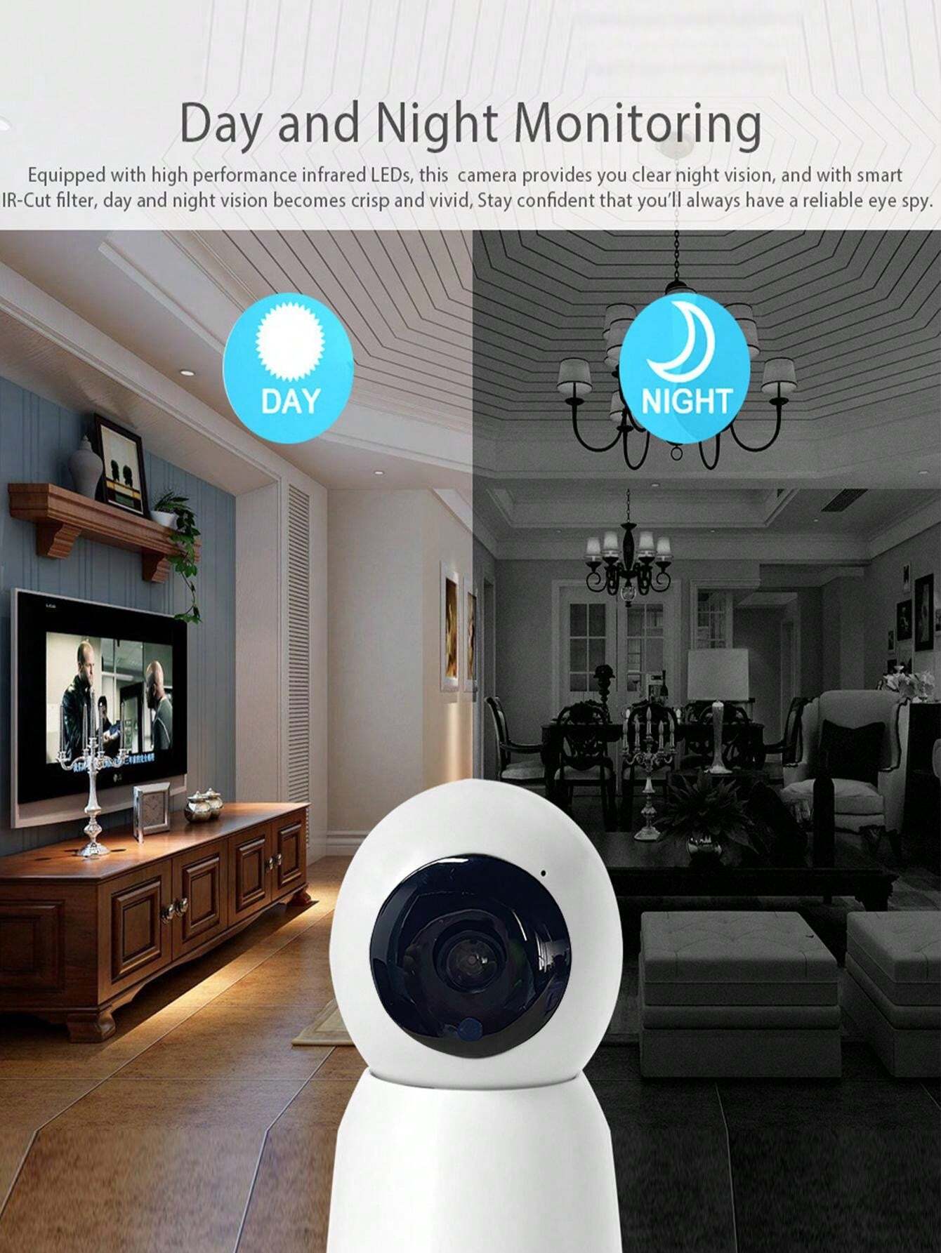 Home Security Camera, Wireless WiFi Smart HD Night Vision PTZ Camera ...