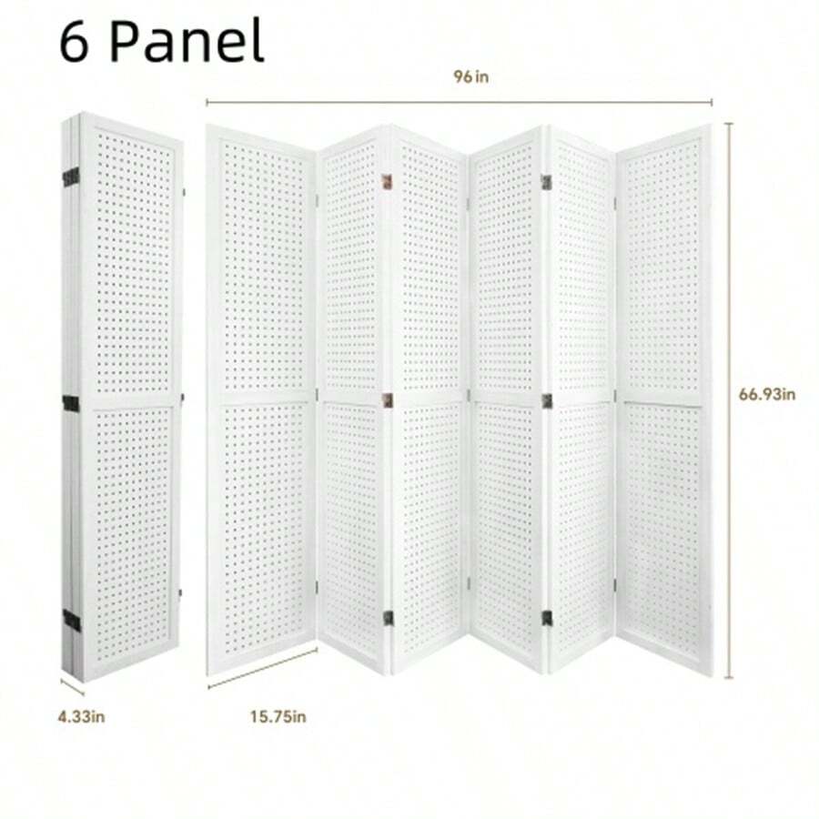 Room Divider, Pegboard Display Wooden Room Divider Folding Privacy ...