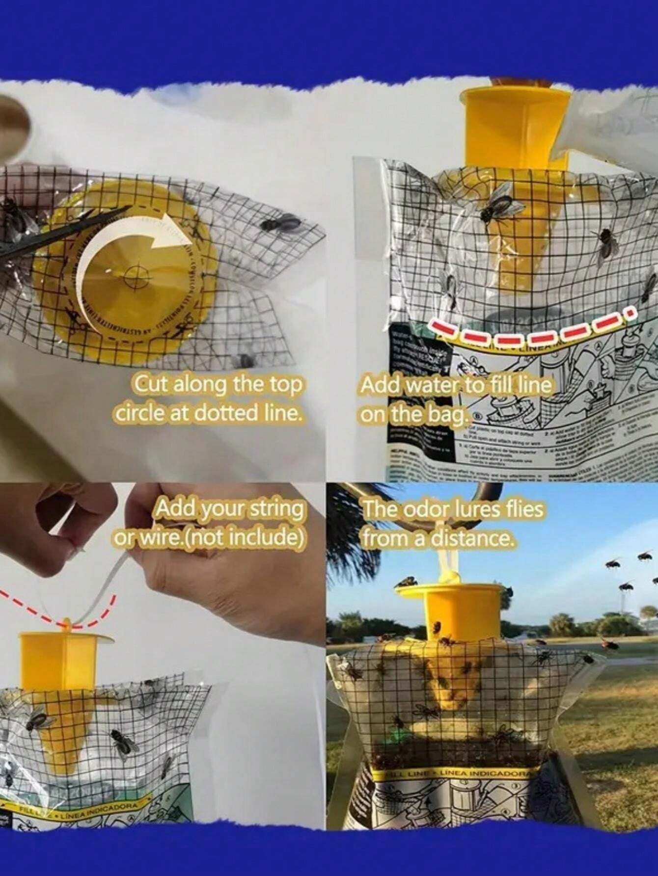 Azul pendurado armadilha para mosca gaiola para mosca saco para mosca ...