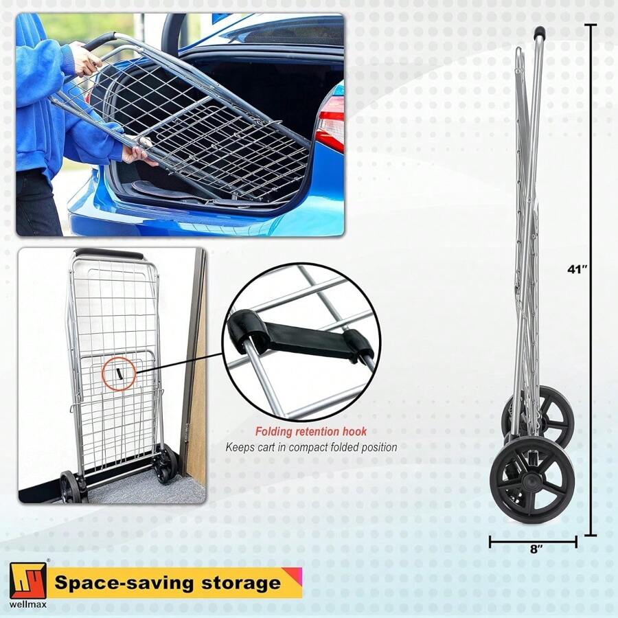 Grocery Utility Shopping Cart, Easily Collapsible And Portable To Save ...