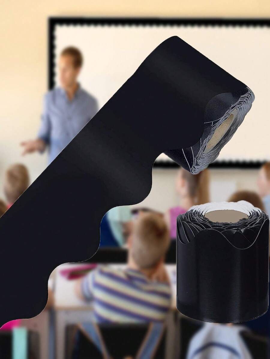 33 Feet Black Bulletin Board Borders, Scalloped Border Trim, Rolled ...