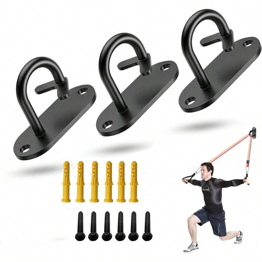 3-Piece Wall-Mounted Exercise Anchor, Resistance Band Wall Hook, Home ...