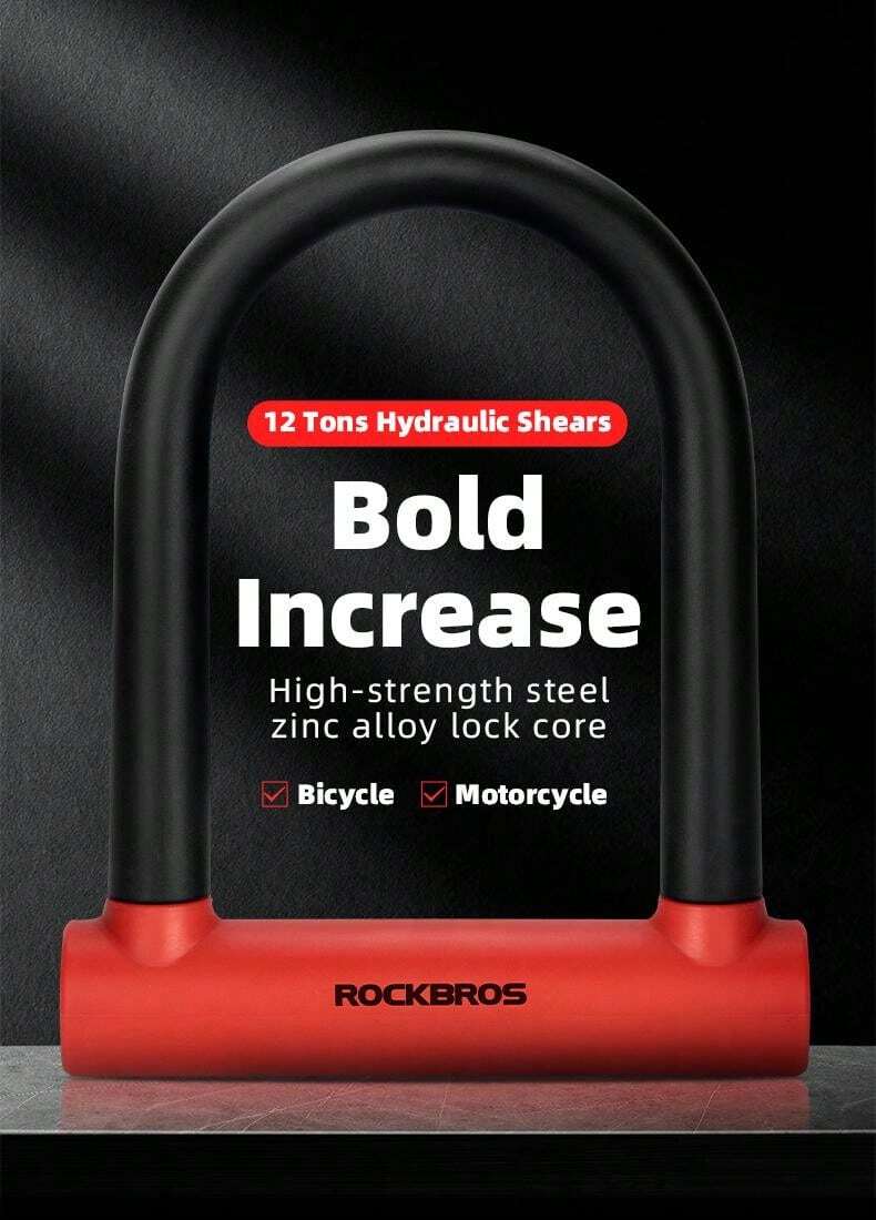 ROCKBROS ROCKBROS U Lock Bike U Lock With Cable Heavy Duty Anti Theft ...