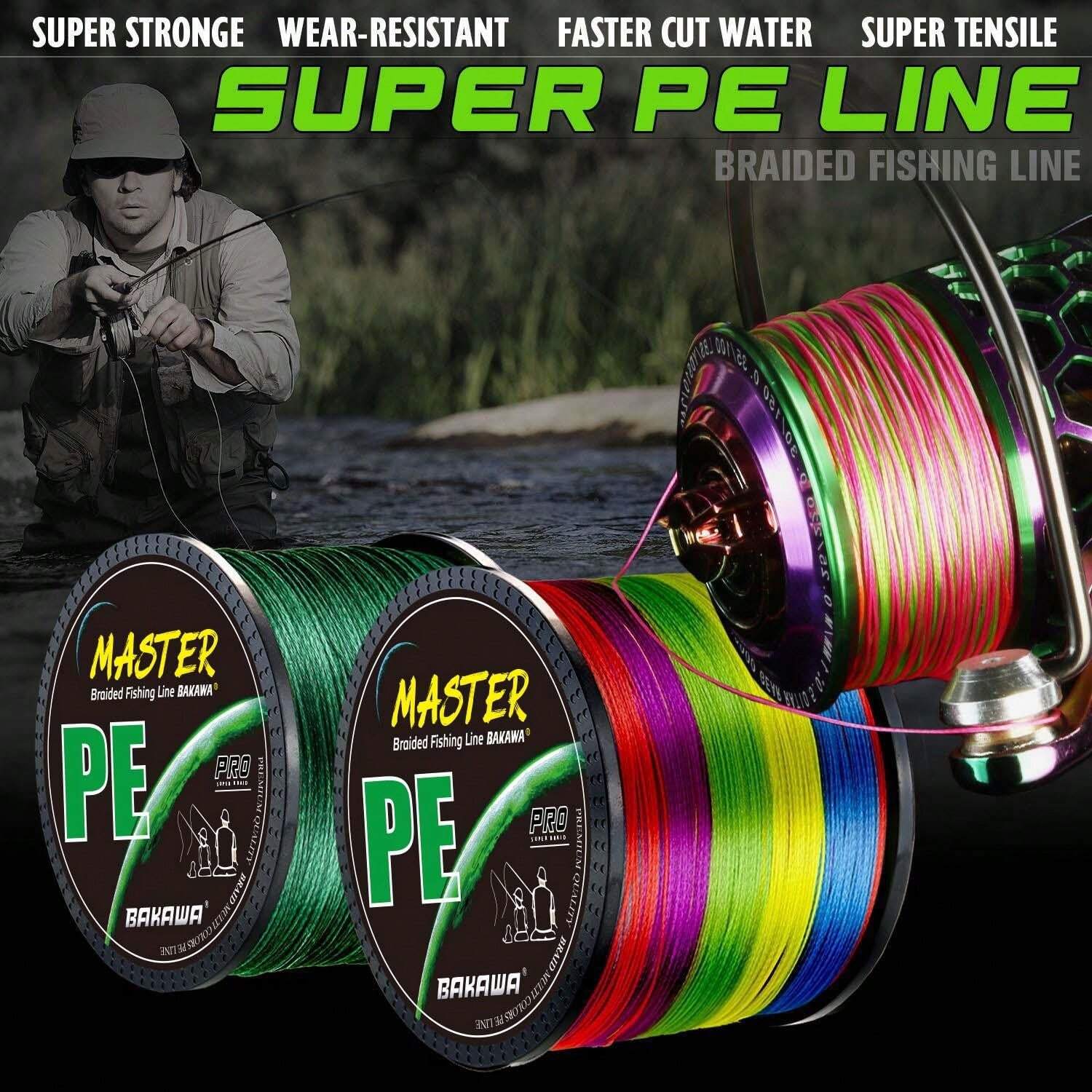 BAKAWA 9 Strands Braided Fishing Line 300M Multifilament Carp Japa PE ...