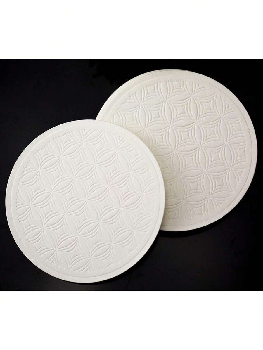 TravelWell Embossed Round 3.54-Inch Diameter Non Slip Drink White Paper ...