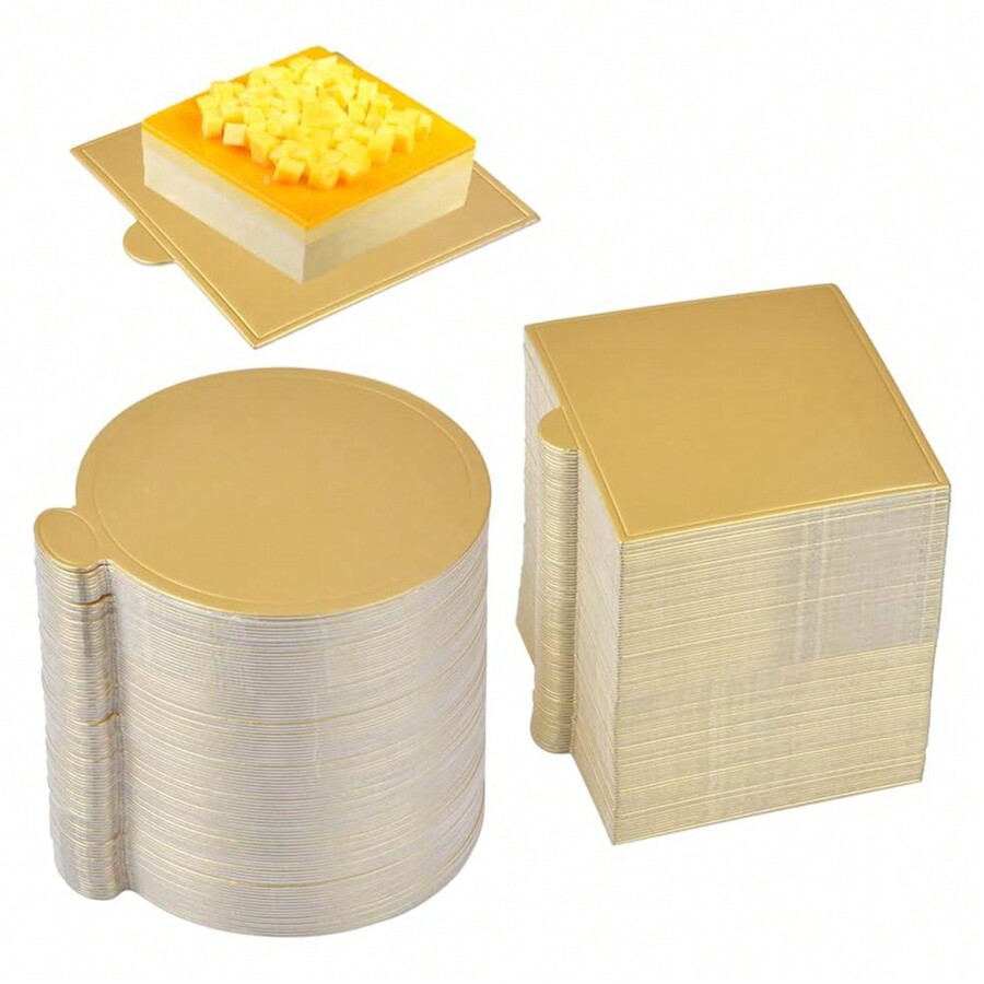100pcs Mini Triangle Cardboard Cake Base, Golden Mousse Dessert Board ...