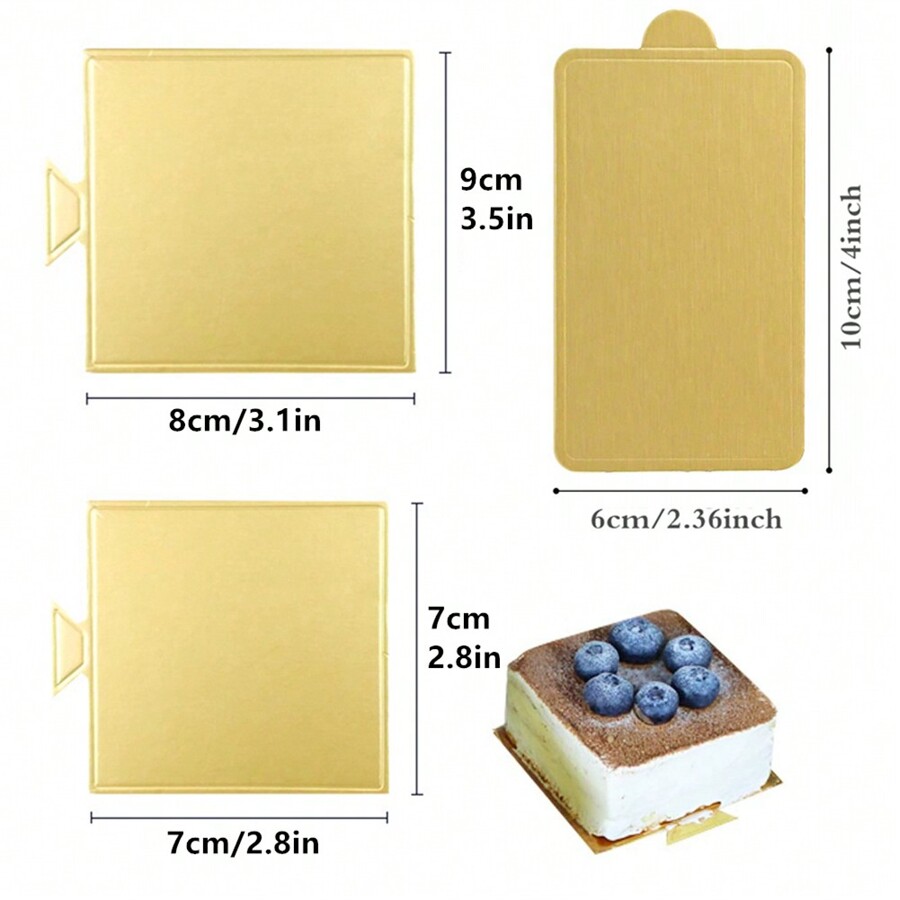 100pcs Mini Triangle Cardboard Cake Base, Golden Mousse Dessert Board ...