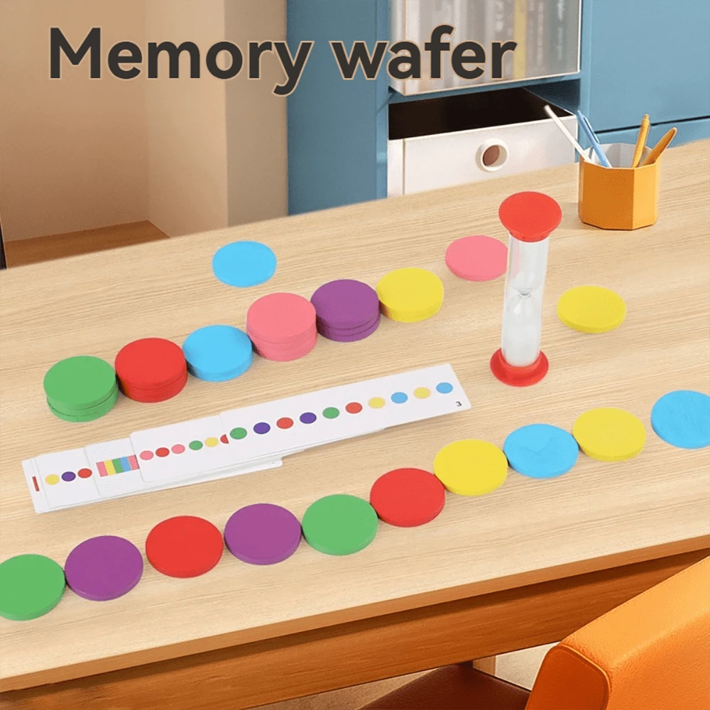 Montessori Color Recognition Wooden Disc Sorting Game, Early Learning ...