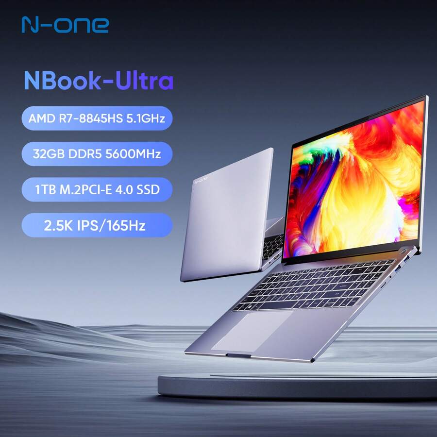 N-One Nbook Ultra 16" Laptop,8 Cores 16 Threads,165Hz 2560*1600 FHD IPS ...