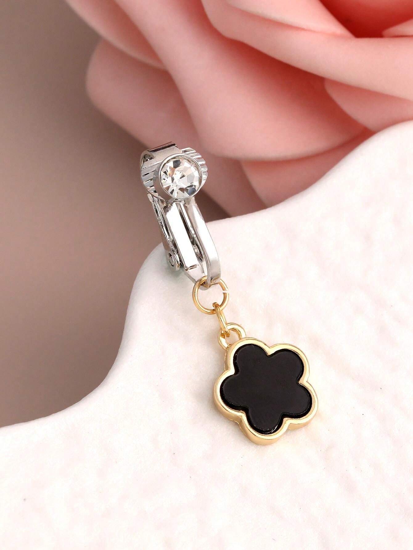 1 Piece Of Women's New Four Leaf Clover Navel Ring Without Perforation ...