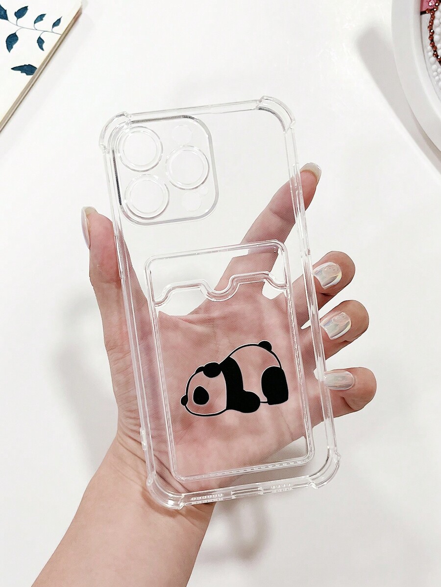 Cute Stuff 1pc Simple High-Transparency TPU Panda Printed Phone Case With Anti-Fall Four Corners ...
