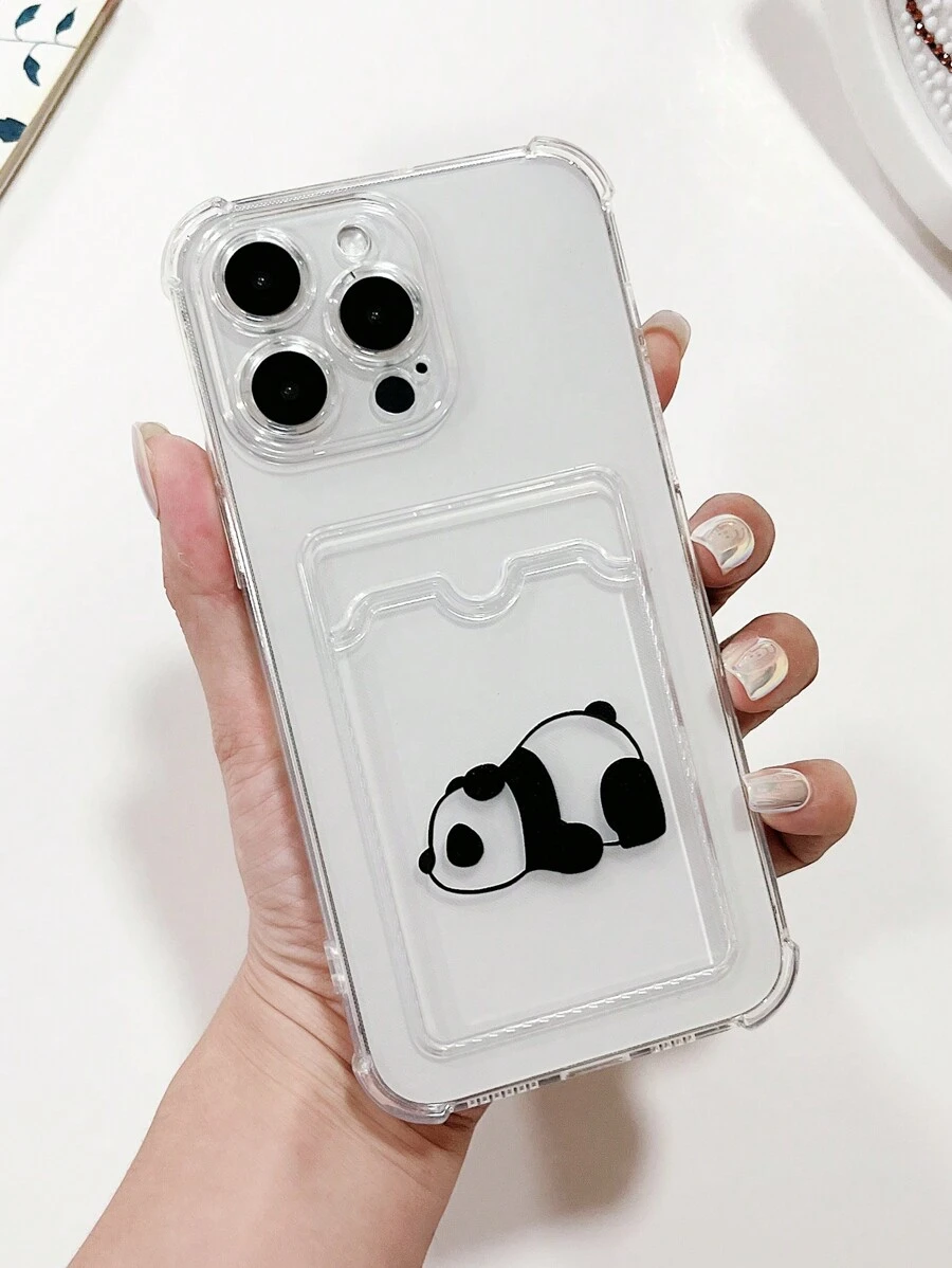 Cute Stuff 1pc Simple High-Transparency TPU Panda Printed Phone Case With Anti-Fall Four Corners ...
