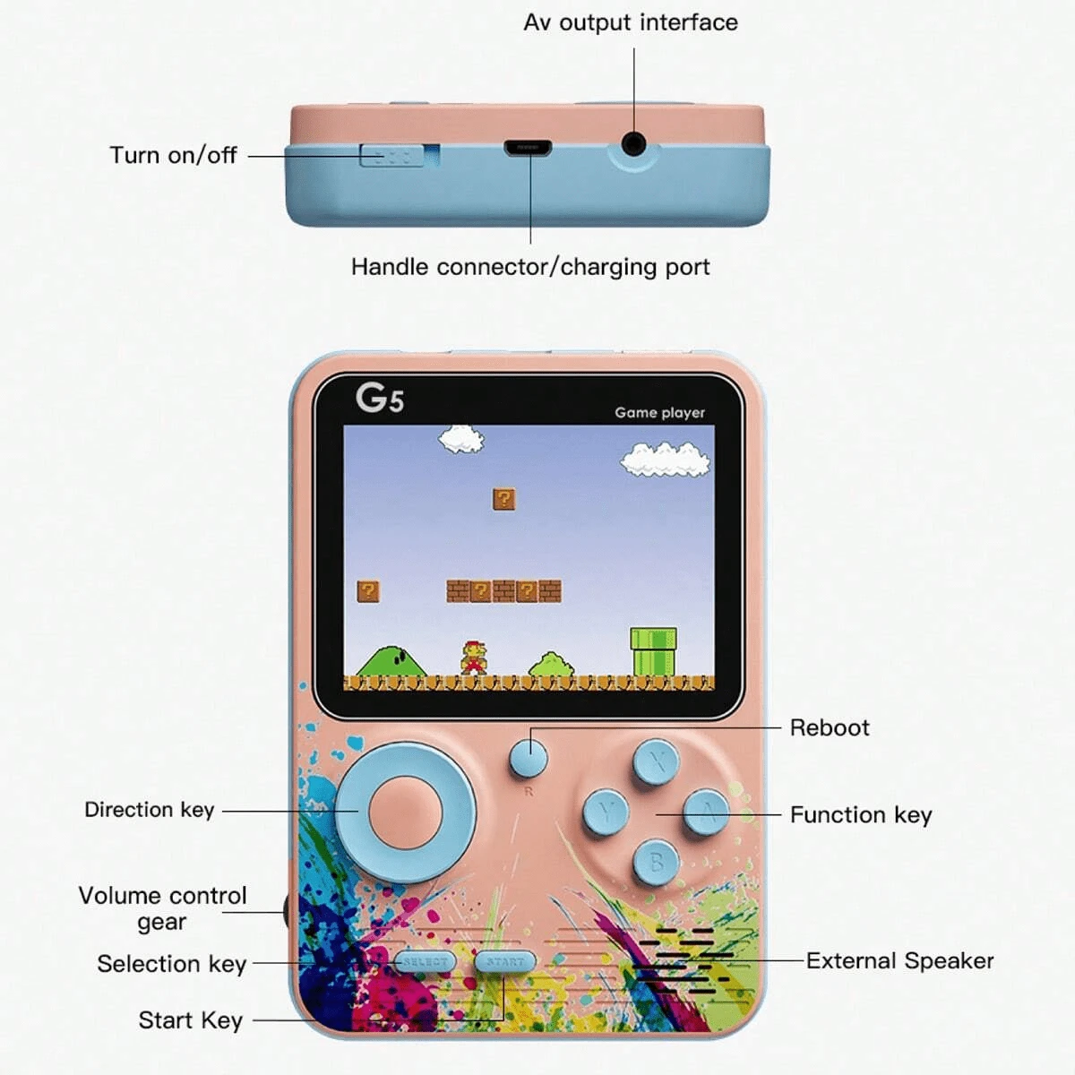 Console de Mão Retrô Mini Arcade com Tela HD, Recarregável, Console de ...