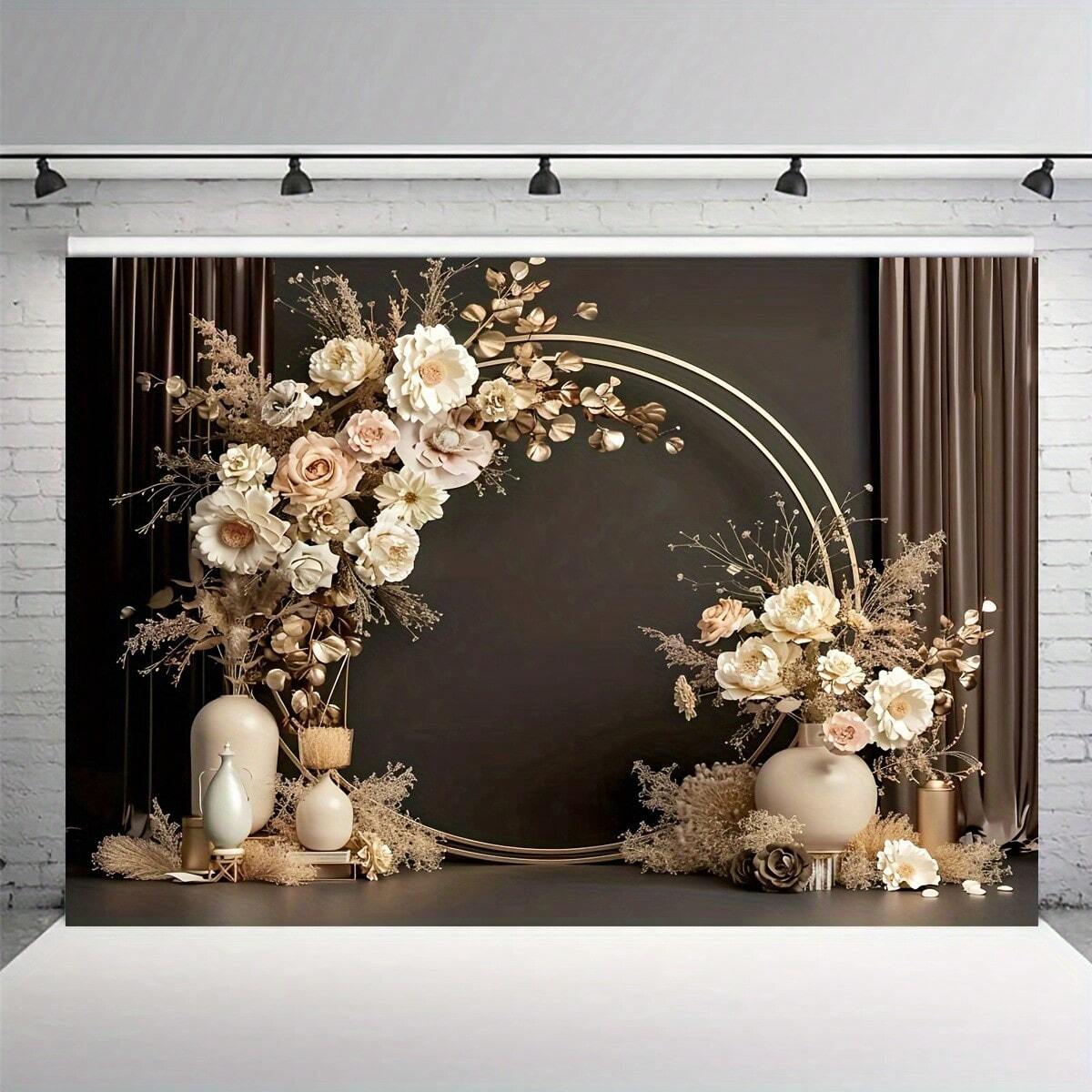 1pc Elegant White Rose Backdrop For Weddings And Engagements - Curtain ...