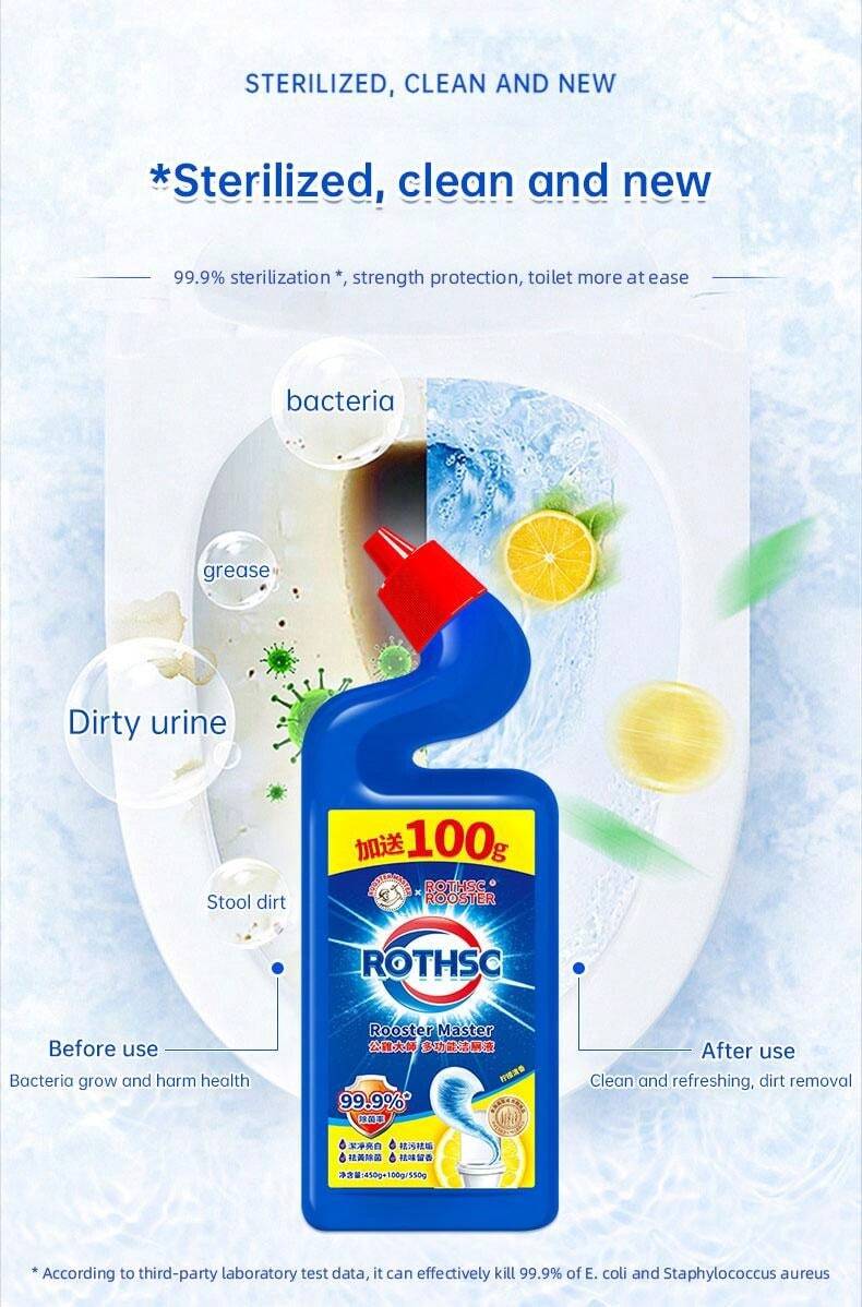 Limpador de banheiro Rothsc Rooster Master 550g/garrafa, remove manchas ...
