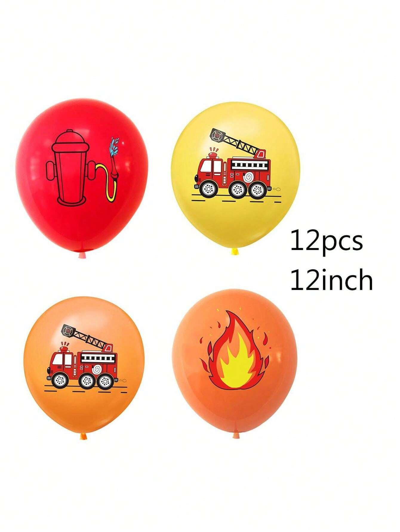 12pcs Firefighter Theme Birthday Party Decorations, Fire Truck, Flame ...