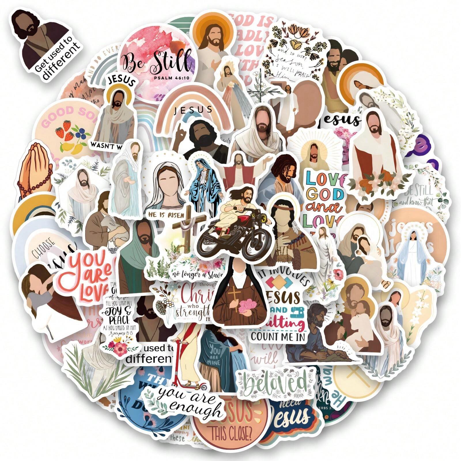 120 Peças de adesivos inspiracionais com fé em Jesus, adesivos à prova ...