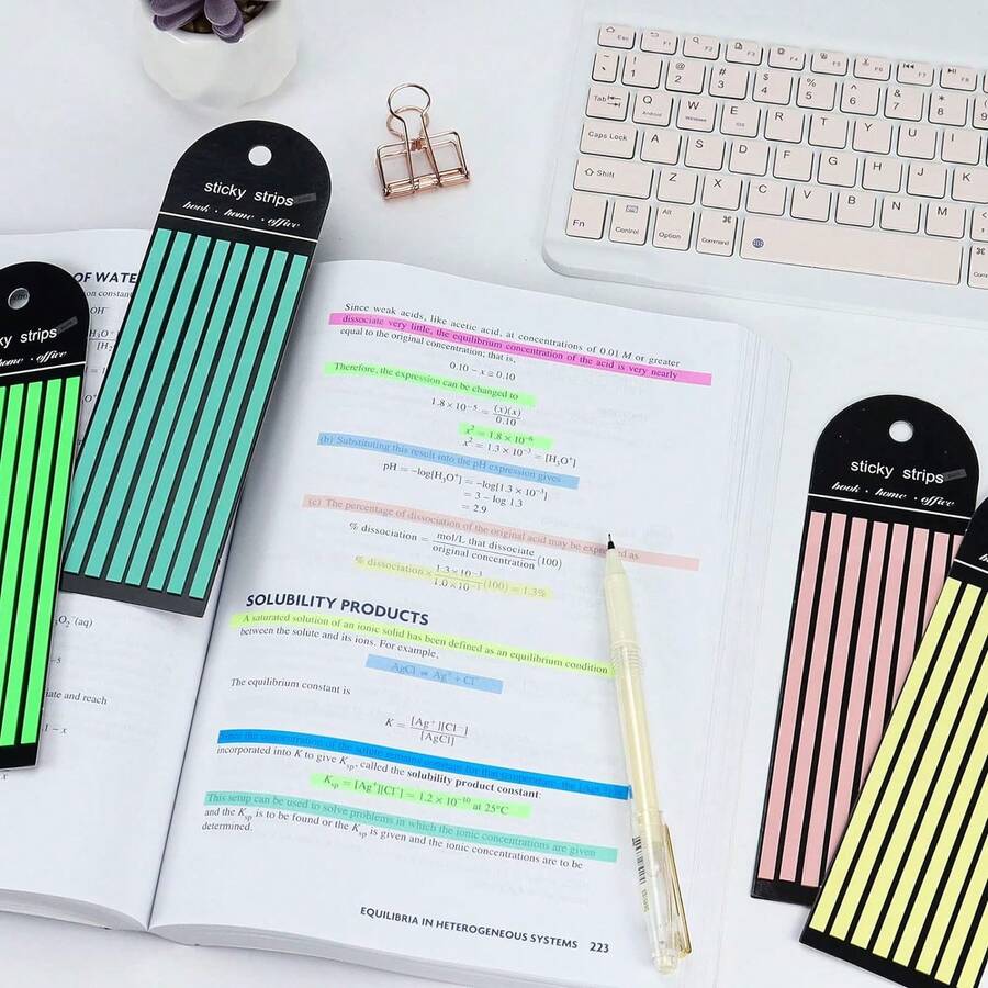 1280pcs Transparent Fluorescent Pen Tape Note Flags With Bright Colored ...