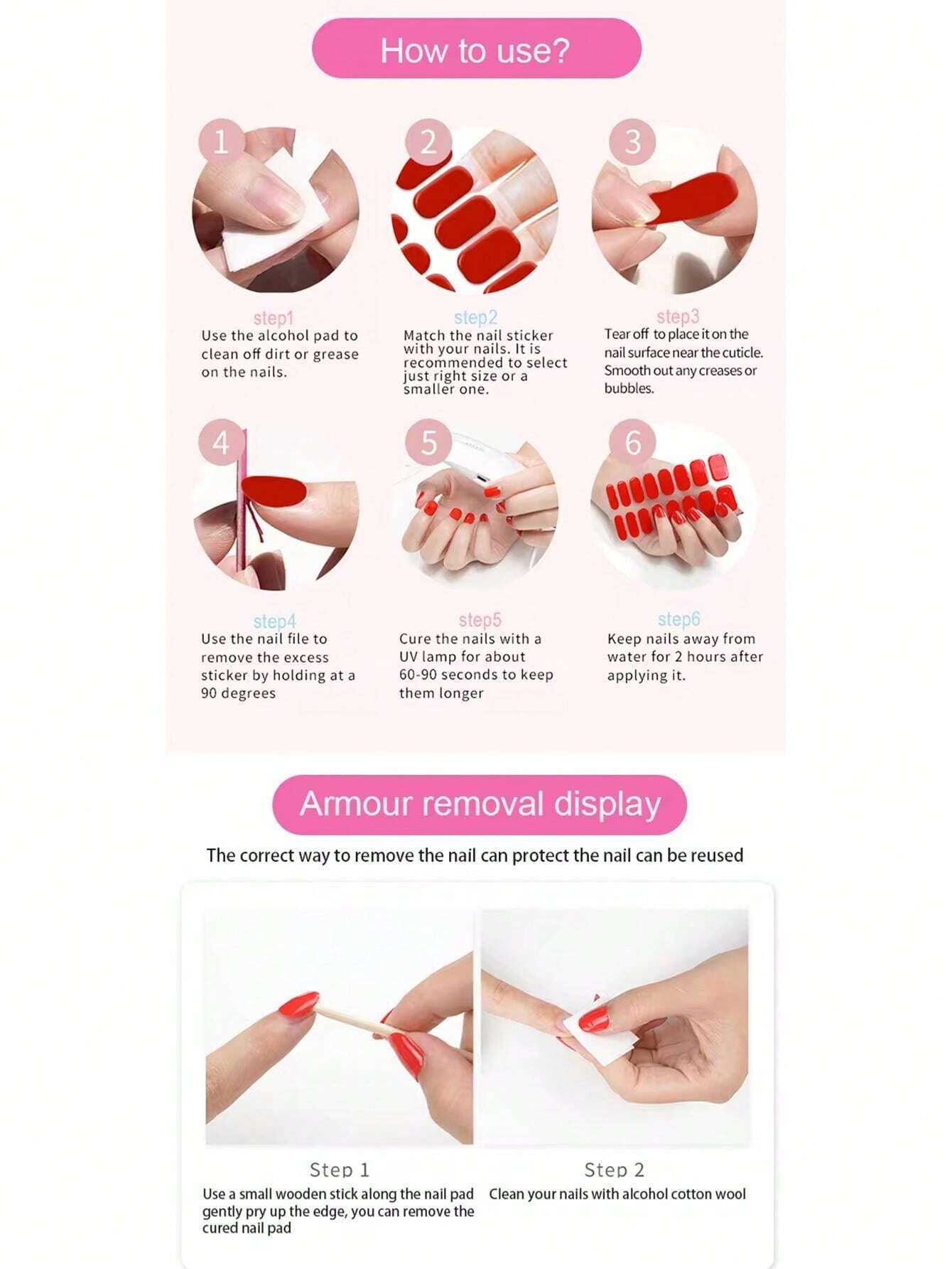 Korean 3D Semi-Cured Nail Wrap Customized With UV Curing Lamp, For ...