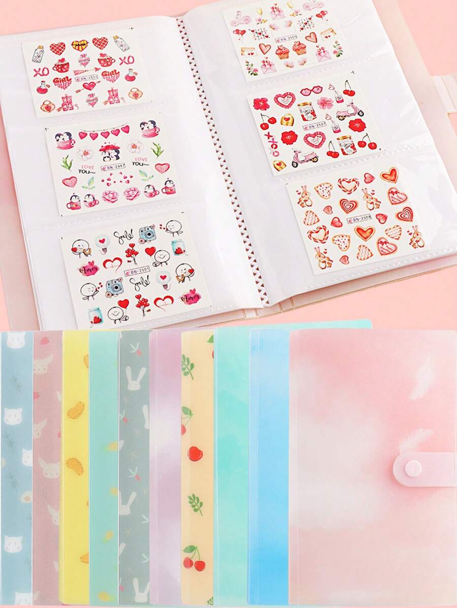 120 Holes Empty Album Nail Art Stickers Storage Book Collecting Tidy ...