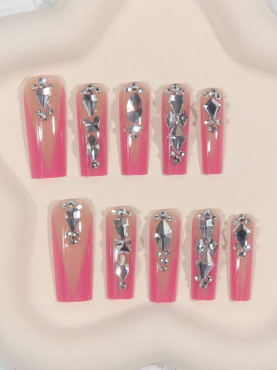 Enhance Your Charm With 24 Pieces Of Long Coffins, Pink French Patterns ...