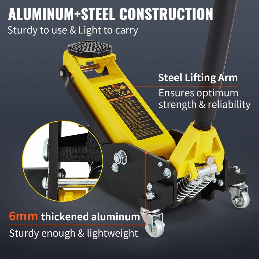 VEVOR VEVOR Floor Jack 1.5 Ton Low Profile Floor Jack Aluminum And ...