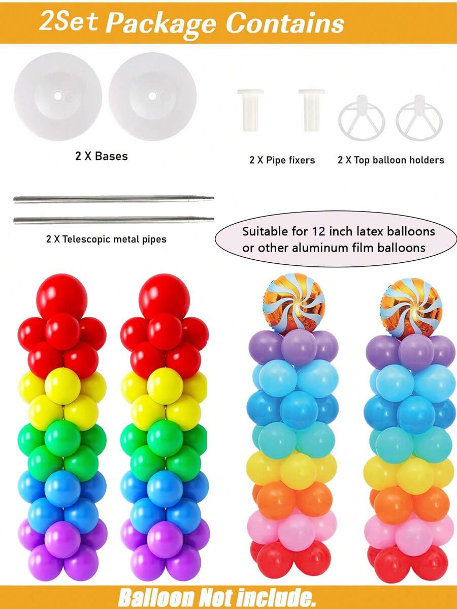 1/2 Sets Balloon Column Stand Kit For Floor Set Balloon Arch Stands ...