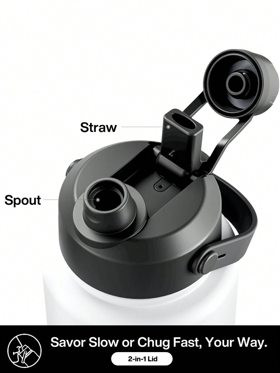 Meoky Botella de agua aislada de 40 onzas con tapa de boquilla y pajita ...