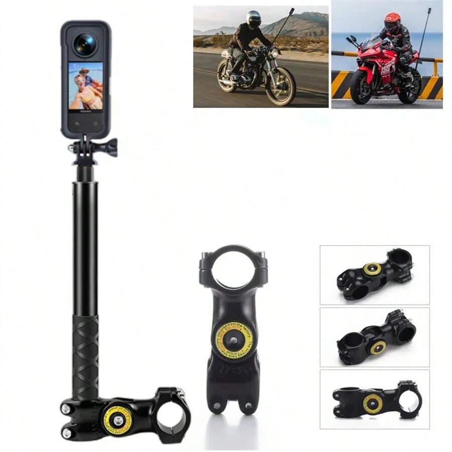 Motorcycle Bike Invisible Selfie Stick Handlebar Mount For Gopro DJI ...