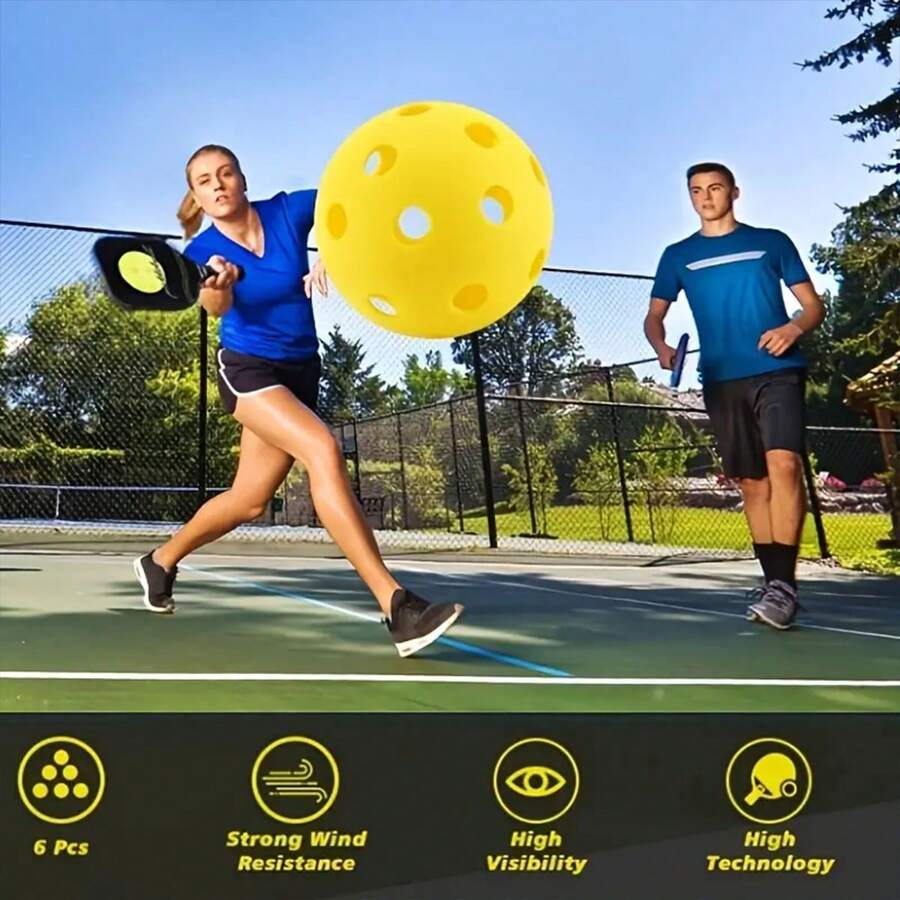 6PCS Pickleballs, 40 Holes 74 Mm Roll-Plastic Injection Molded ...