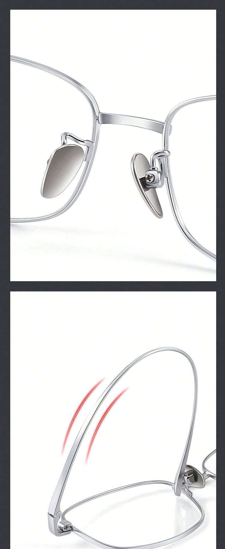 Lightweight Pure Titanium Square Frame Gold Trim Eyeglasses For Women ...