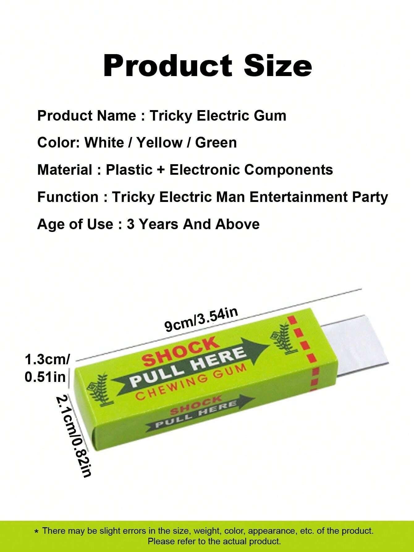 1pc Electric Chewing Gum, Electric Shock Prank Toys, Charged Chewing ...