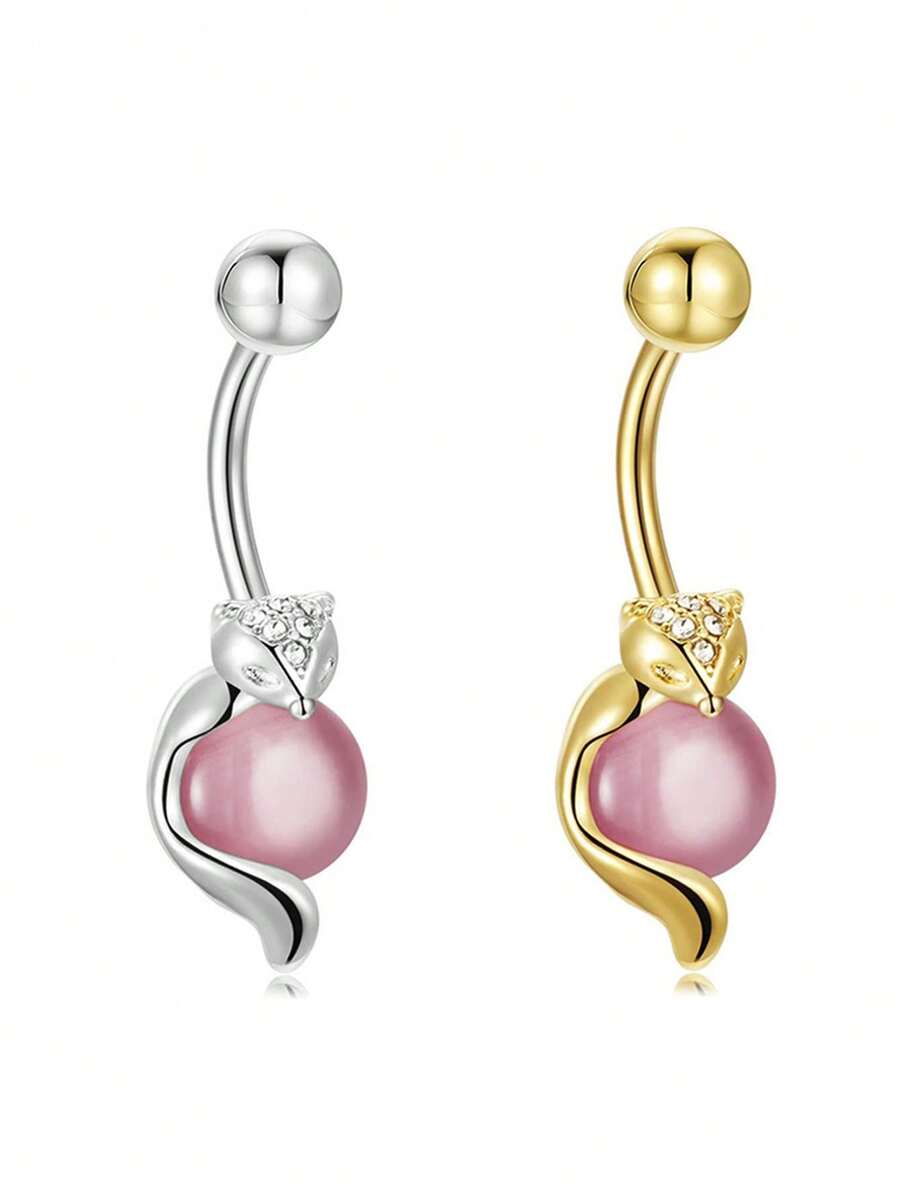 Funky Body Piercing Fox-Style Belly Button Ring In Stainless Steel For ...