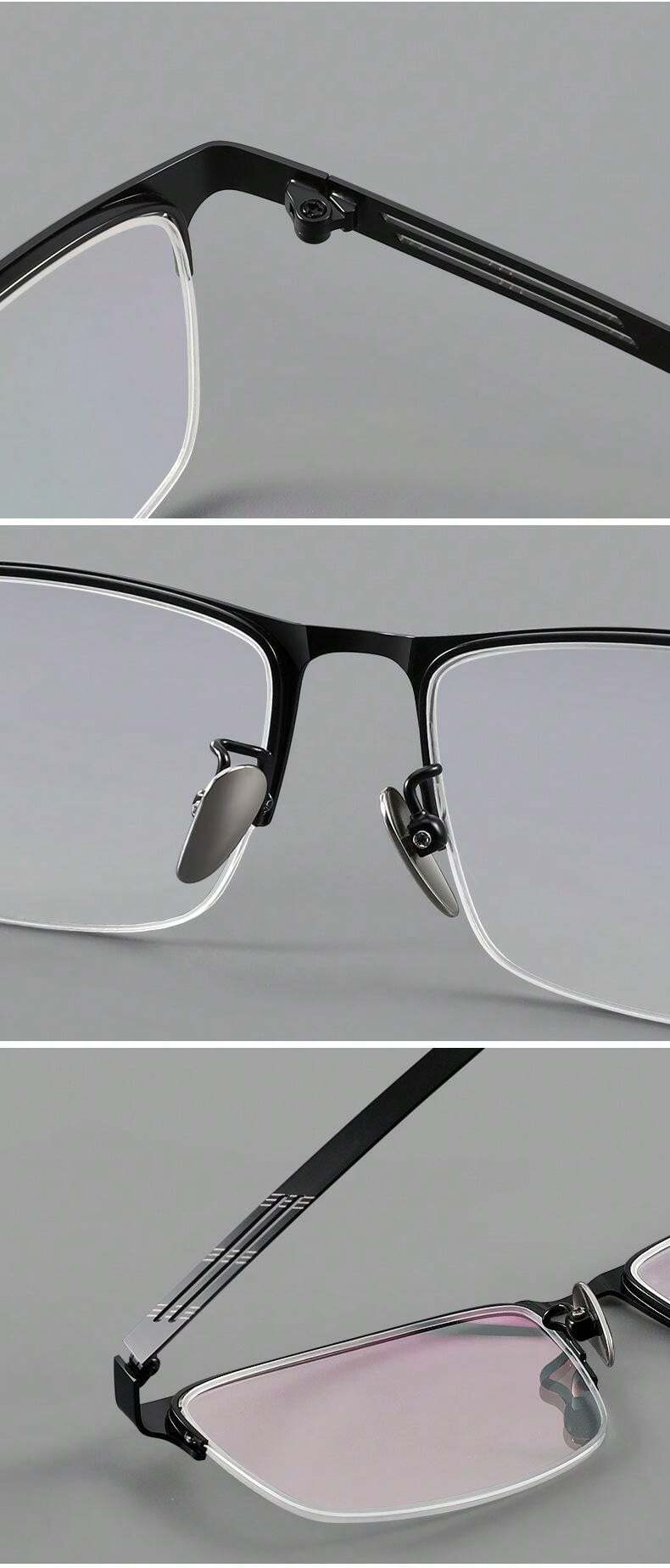 Ultra-Light & Thin Men's Business Pure Titanium Half-Rim Eyeglasses ...