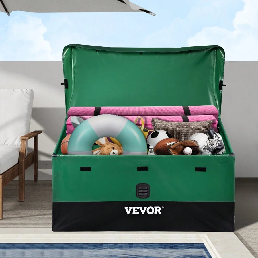 Outdoor Storage Box Patio Deck Box 100 Gallon Waterproof PE Tarpaulin ...