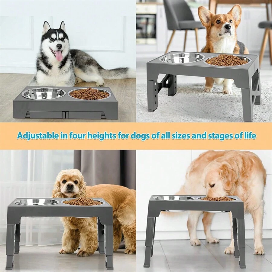 One Adjustable Lifting Dog Bowl, Food Basin, Water Drinking Integrated ...