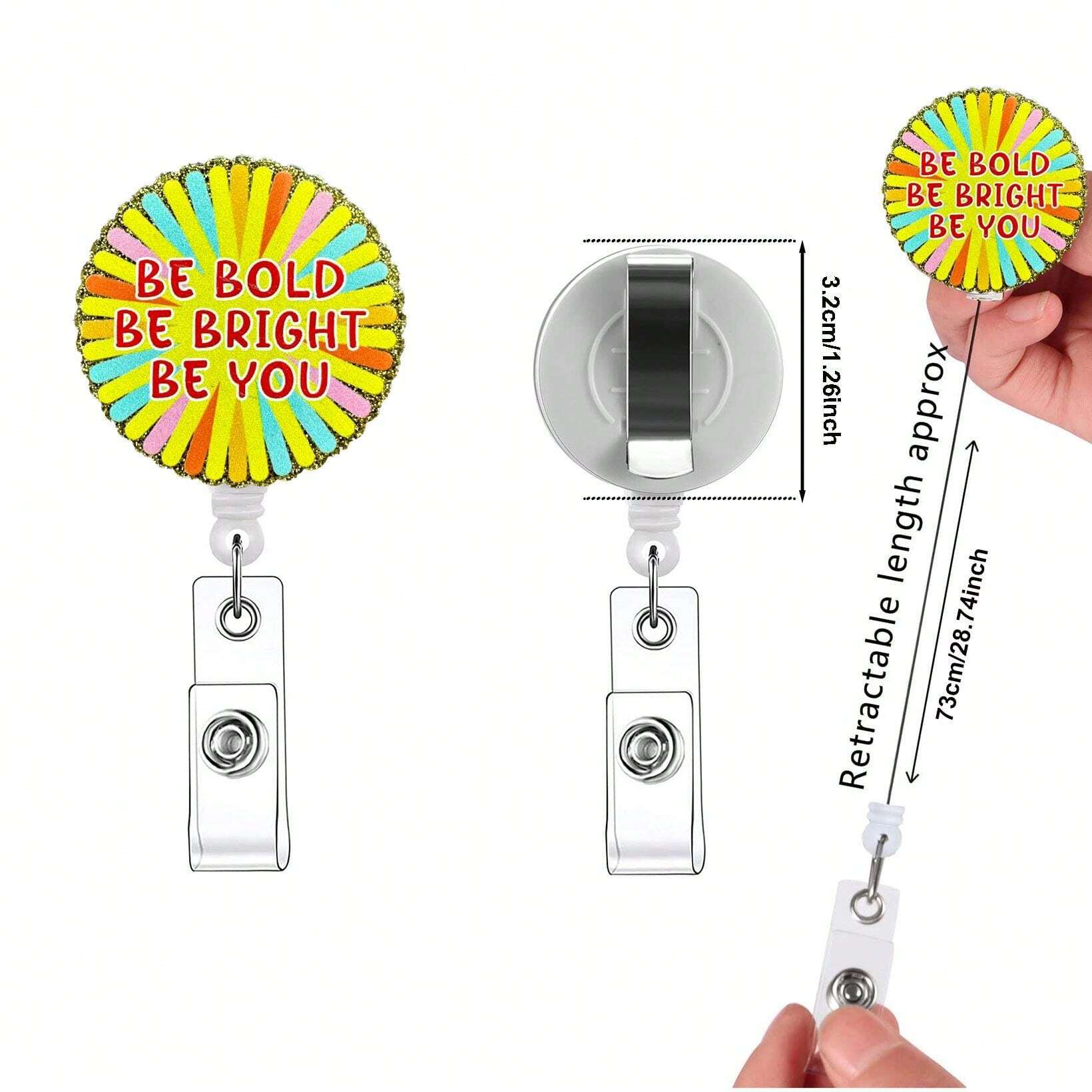 クリップ付き 伸縮 IDホルダー 「Be Bold Be Bright Be You」 看護師、仕事、オフィスワーカー用 1個 ...