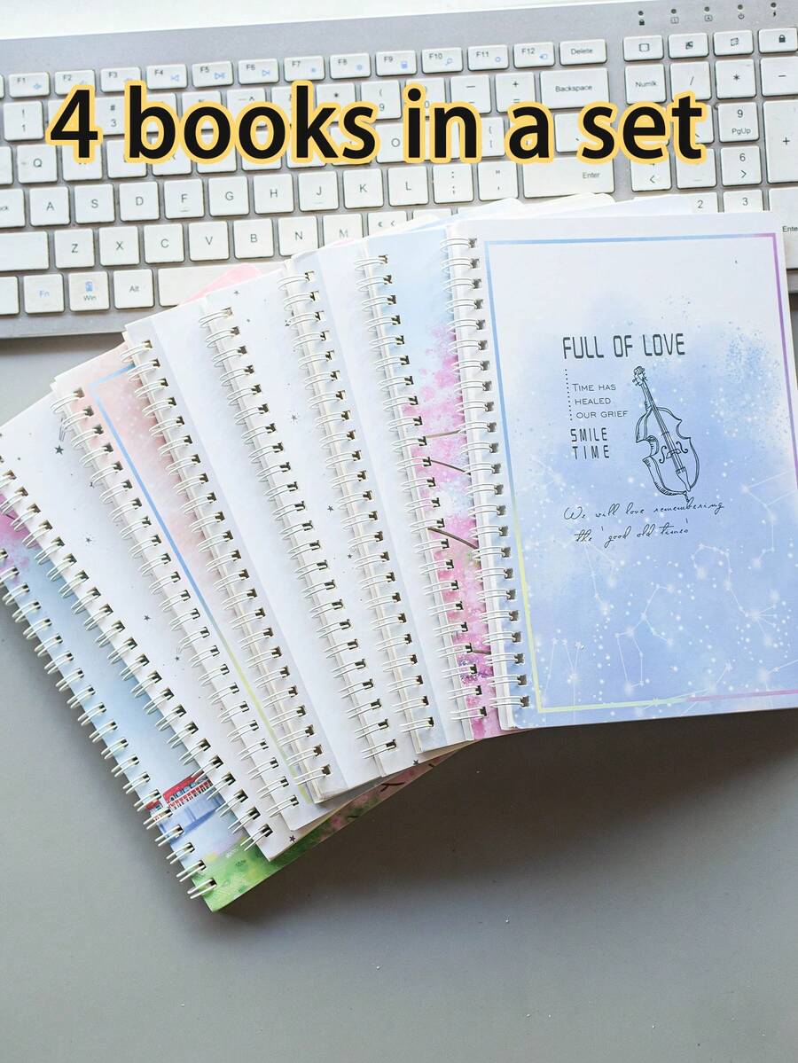 240 Pieces A Total Of 4 A5 Cartoon Coil Notebook School Season Students ...