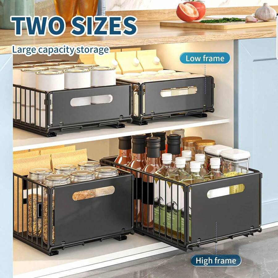 Pull Out Drawers For Cabinets 2 Pack Slide Out Drawers For Kitchen ...